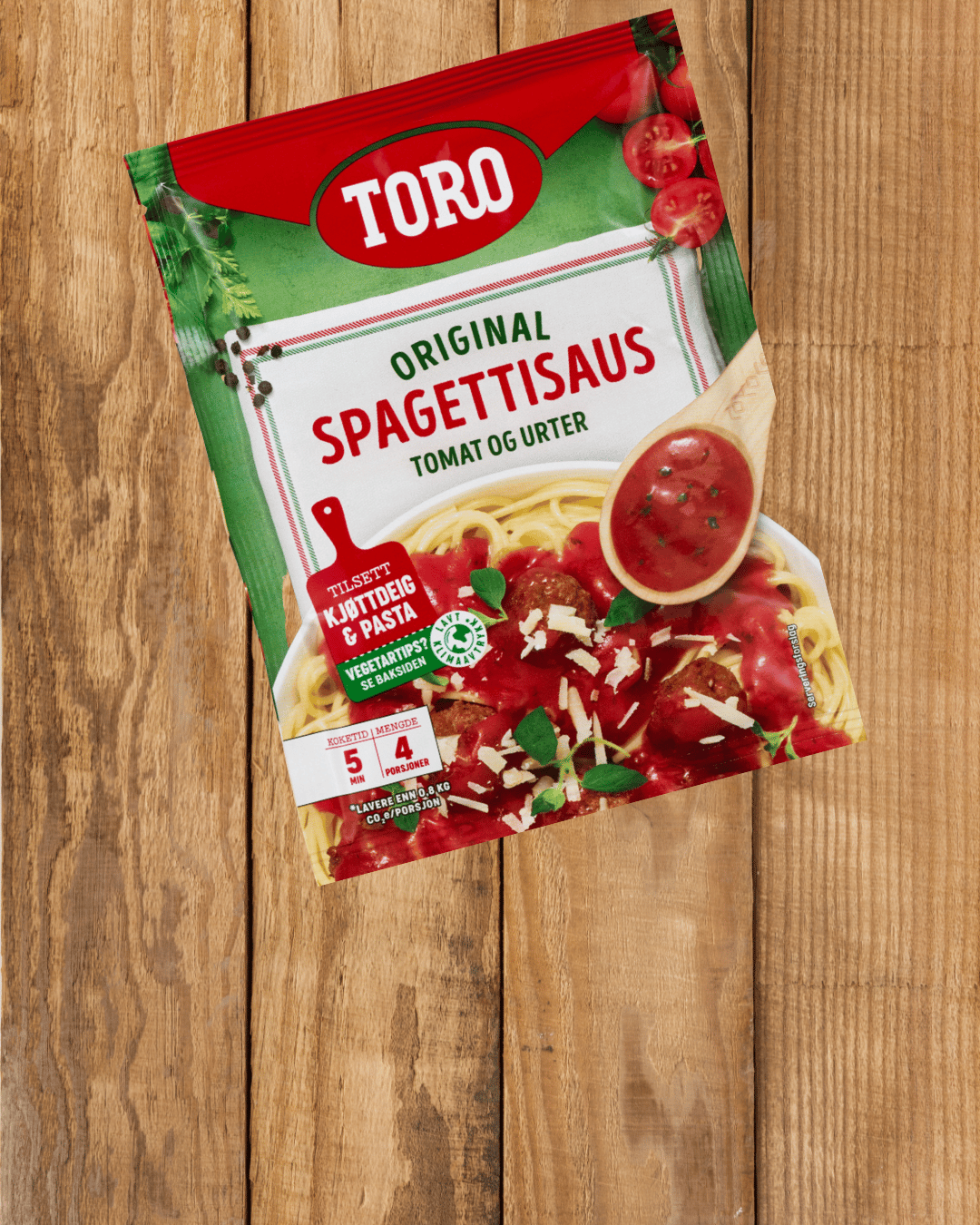 Pasta med spaghettisaus og grønnsaker - TORO